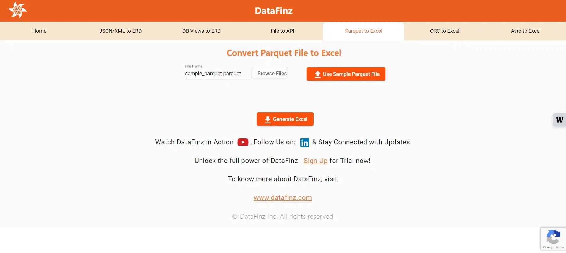 Convert parquet files to Excel file format Instantly with few clicks