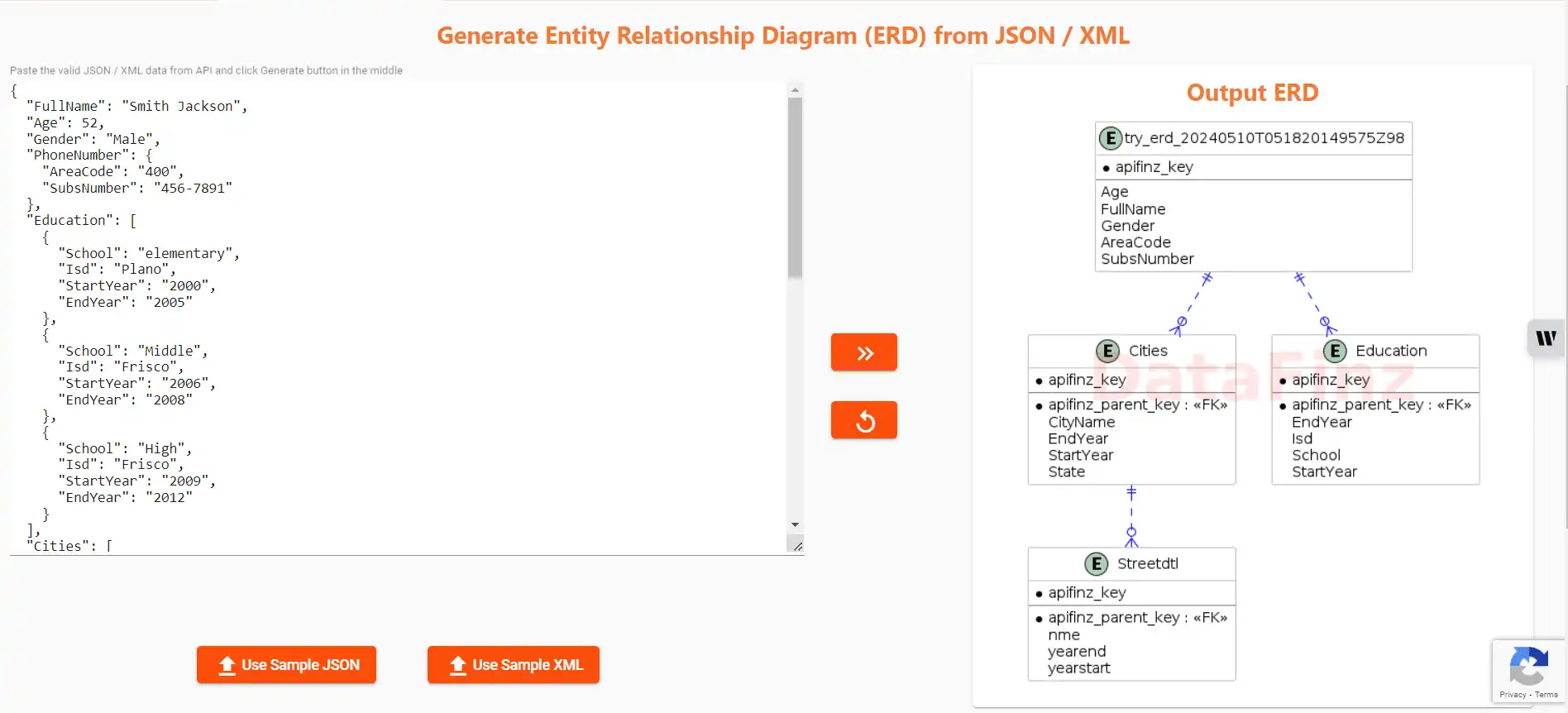 Create ERD Diagram Online from Your JSON and XML Files